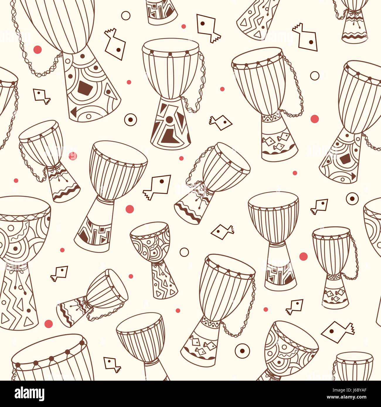 Ethnic seamless pattern with african drums djembe Stock Vector Image ...