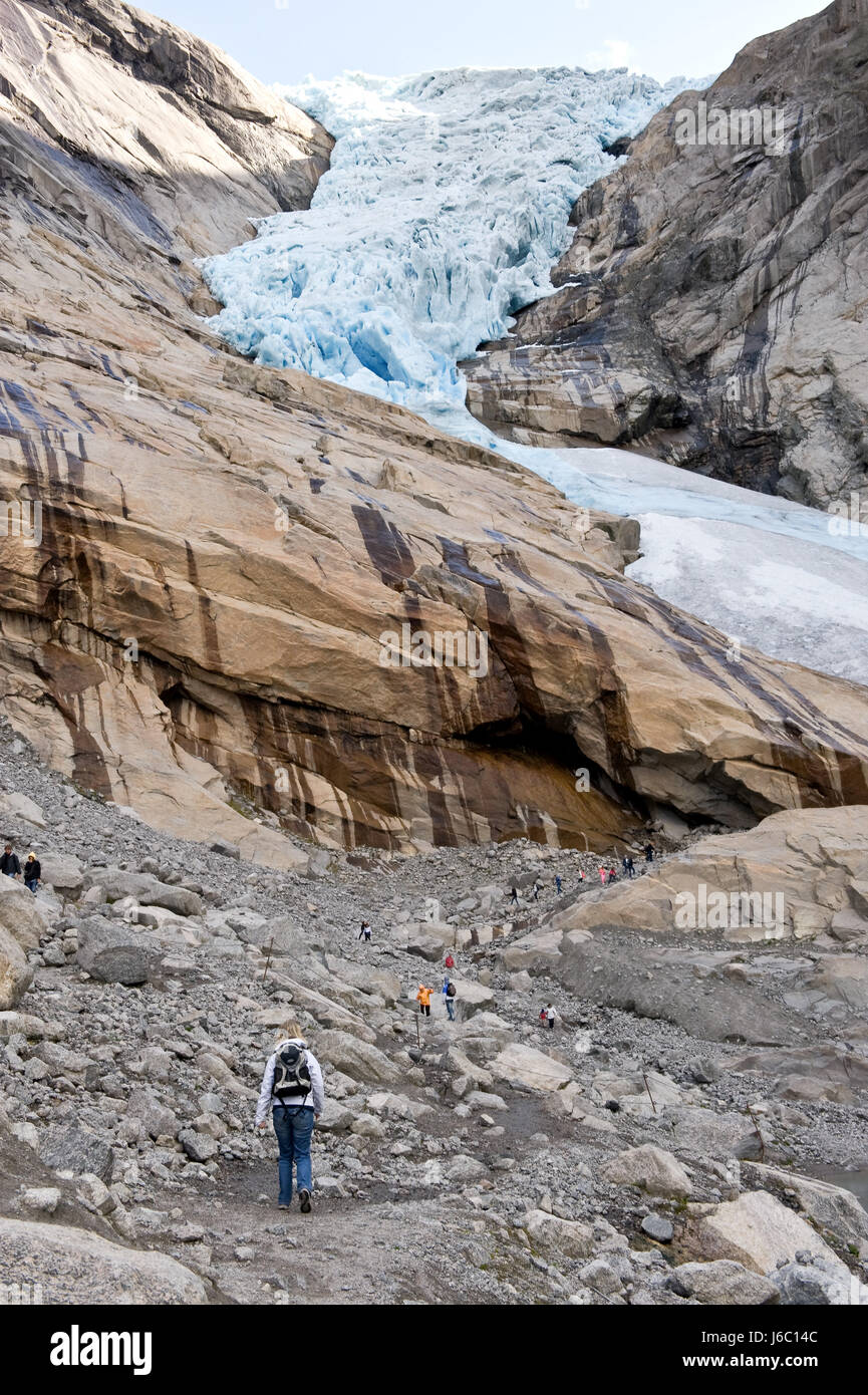 hiking at briksdal glacier Stock Photo - Alamy