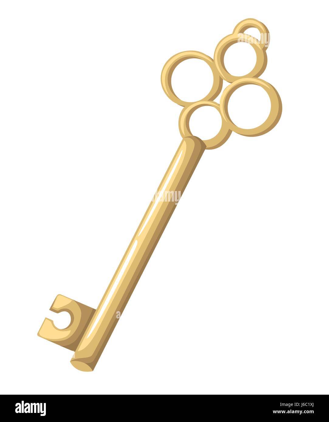 Vector key illustration in flat style design Golden key Isolated on ...