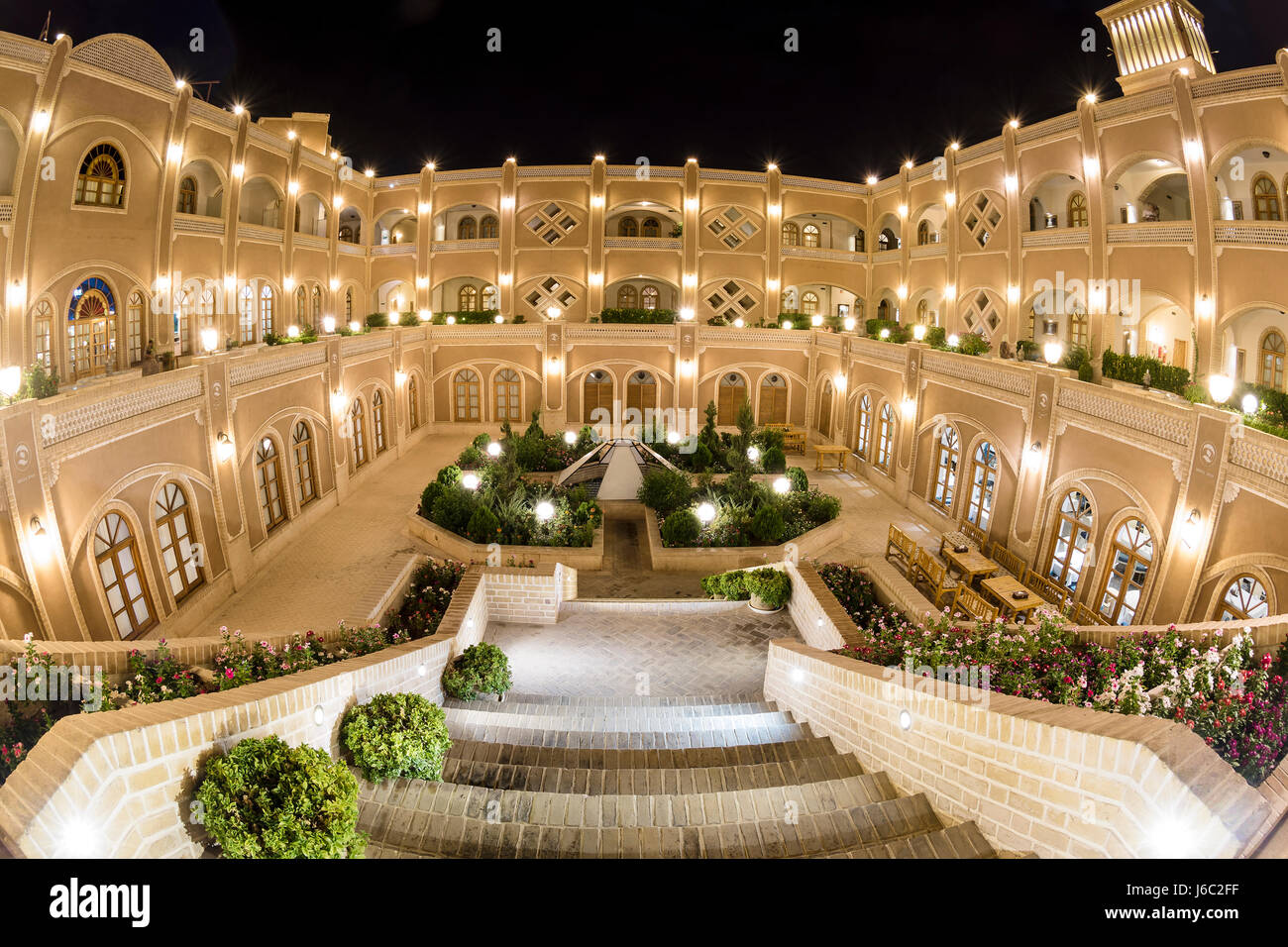 Traditional architecture of hotel in Yazd, Iran Stock Photo - Alamy