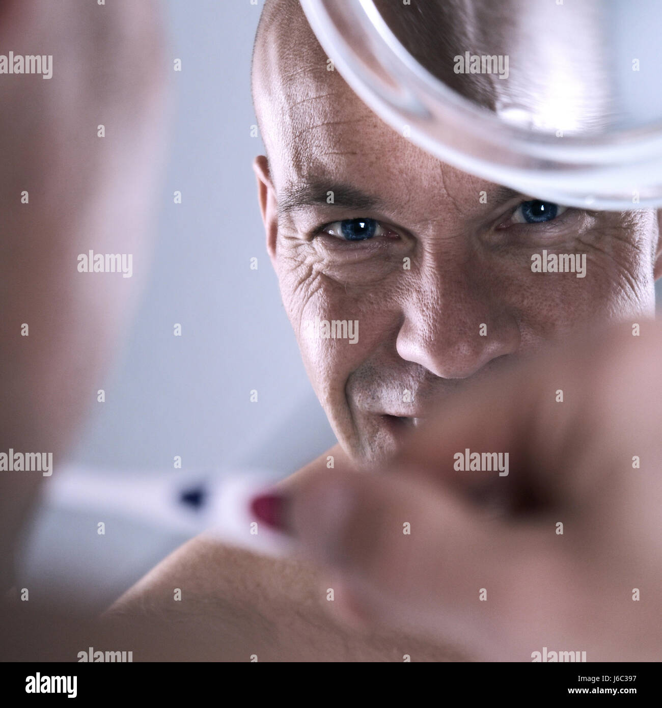 teeth care of the teeth mirror man teeth eyes cleanliness look glancing ...