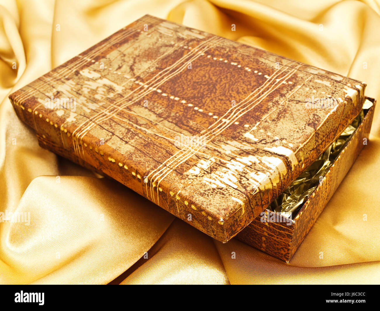 present golden gift box fabric imagining present elegance golden party ...