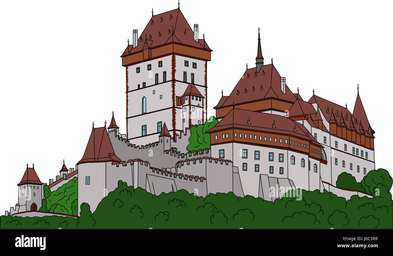 castle czech gothic chateau house building tower travel historical art ...
