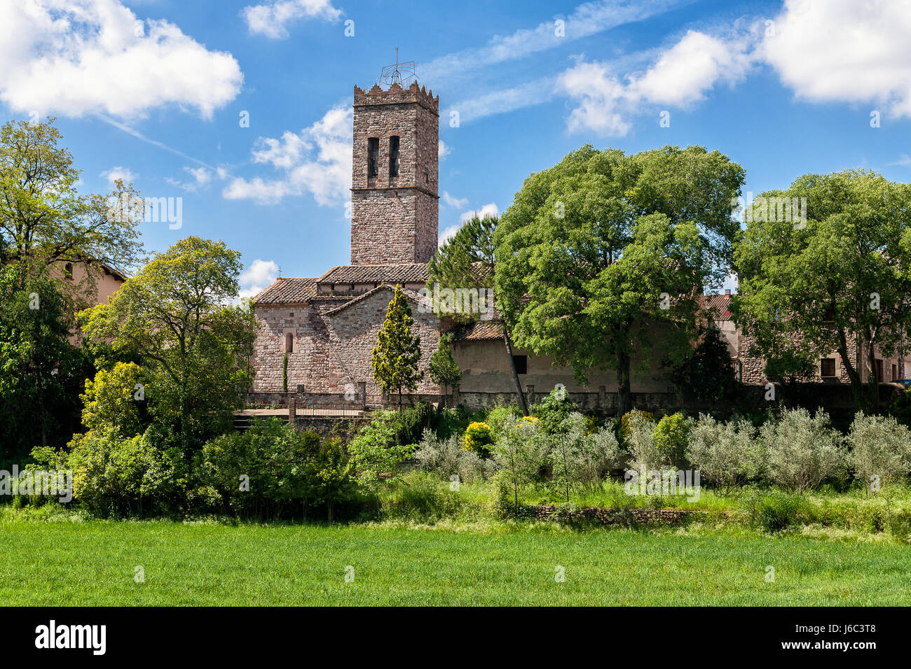 Church in Spain near Barcelona, Catalonia. Spanish countryside in ...