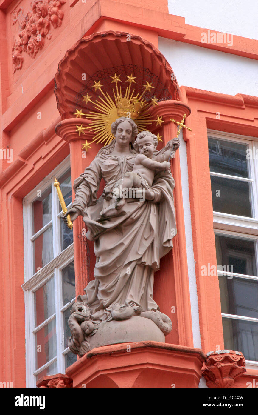 house building statue cross oriel aureole historical religion god ...