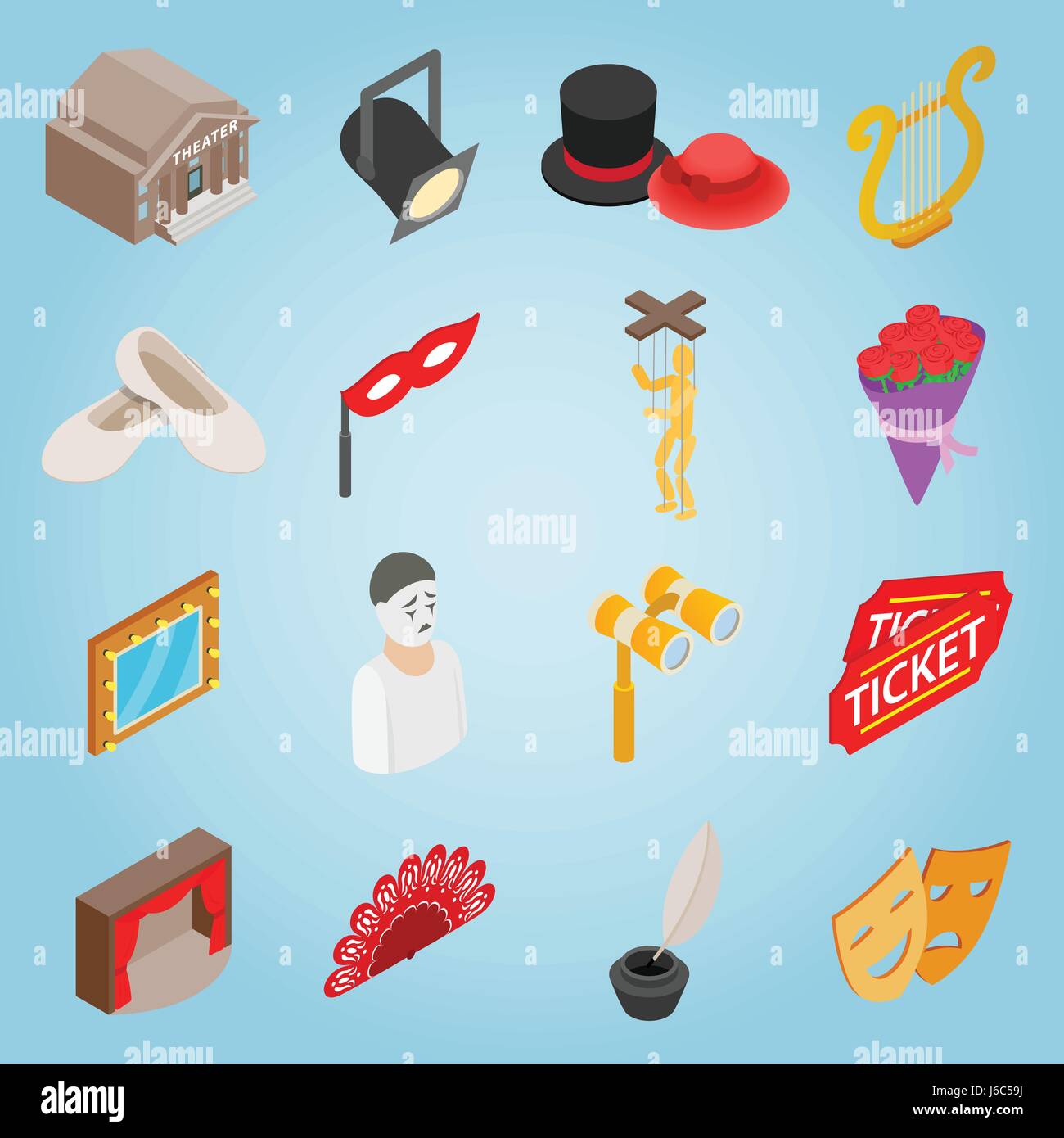 Theatre set icons, isometric 3d style Stock Vector Image & Art - Alamy