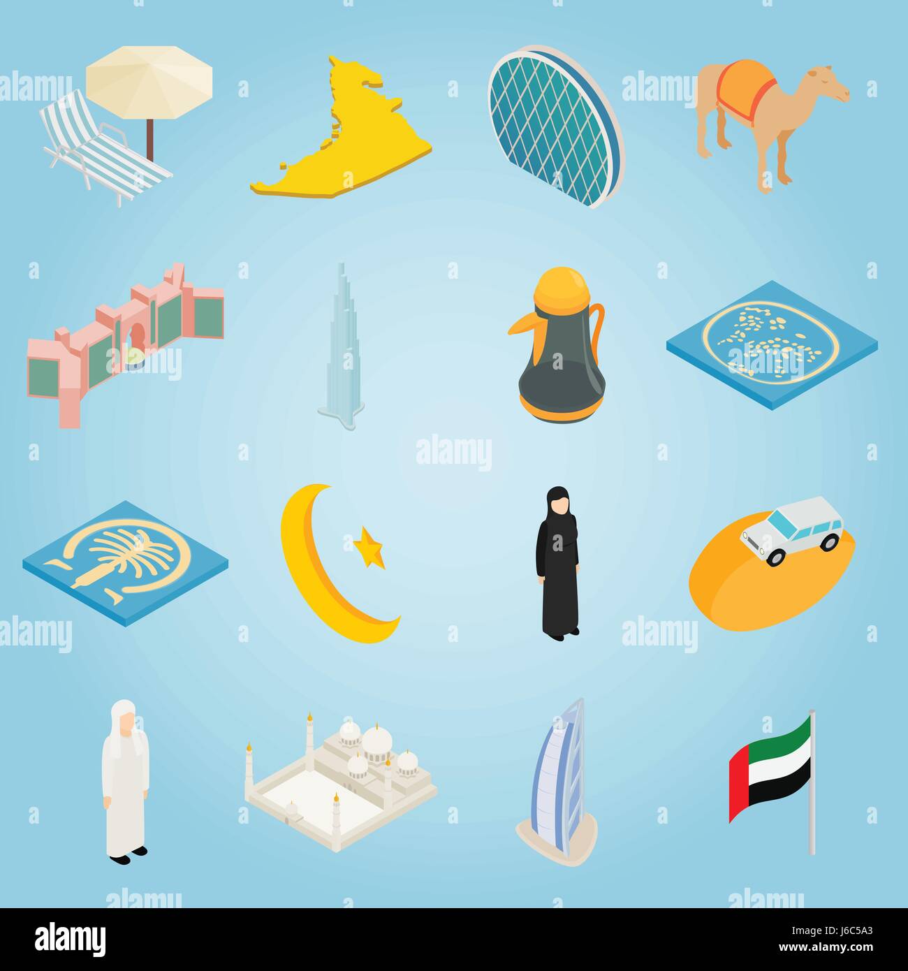 UAE set icons, isometric 3d style Stock Vector Image & Art - Alamy