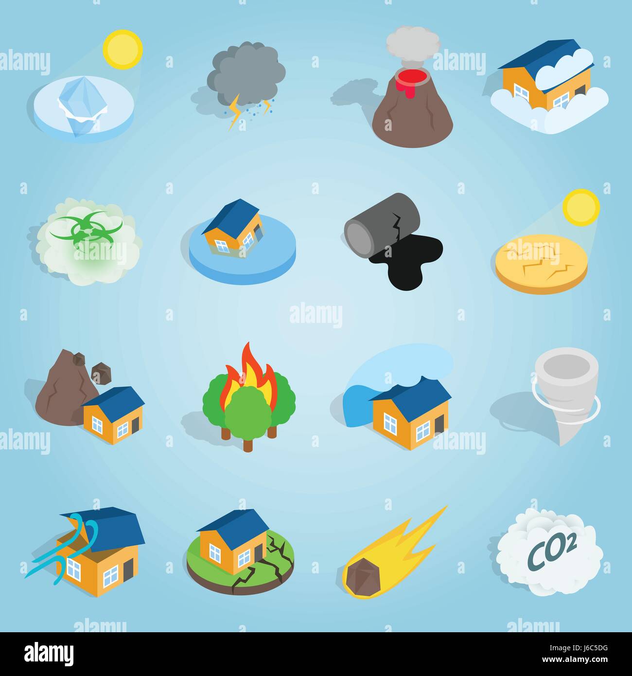 Natural disaster catastrophe isometric set Stock Vector Image & Art - Alamy
