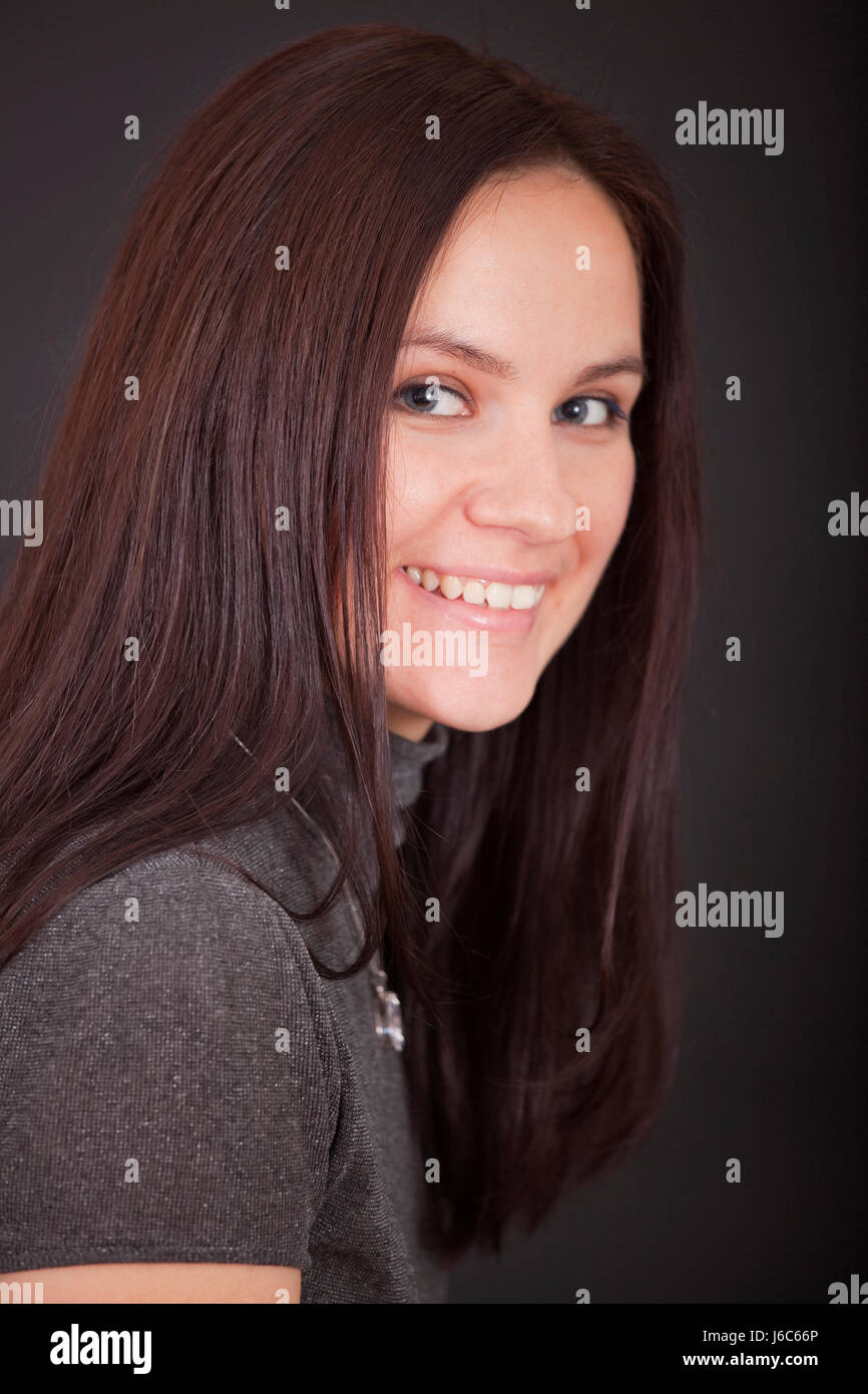 woman portrait studio posing happiness woman laugh laughs laughing twit ...