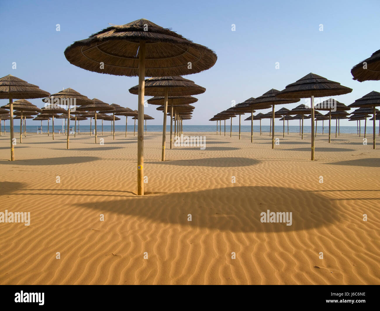 beach seaside the beach seashore sunshade straw thatched roof shelter ...