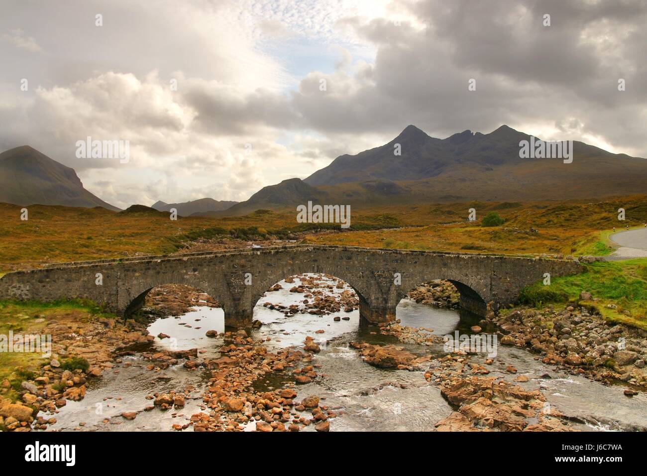 bridge scotland mountain river water fall autumn mountains brown ...