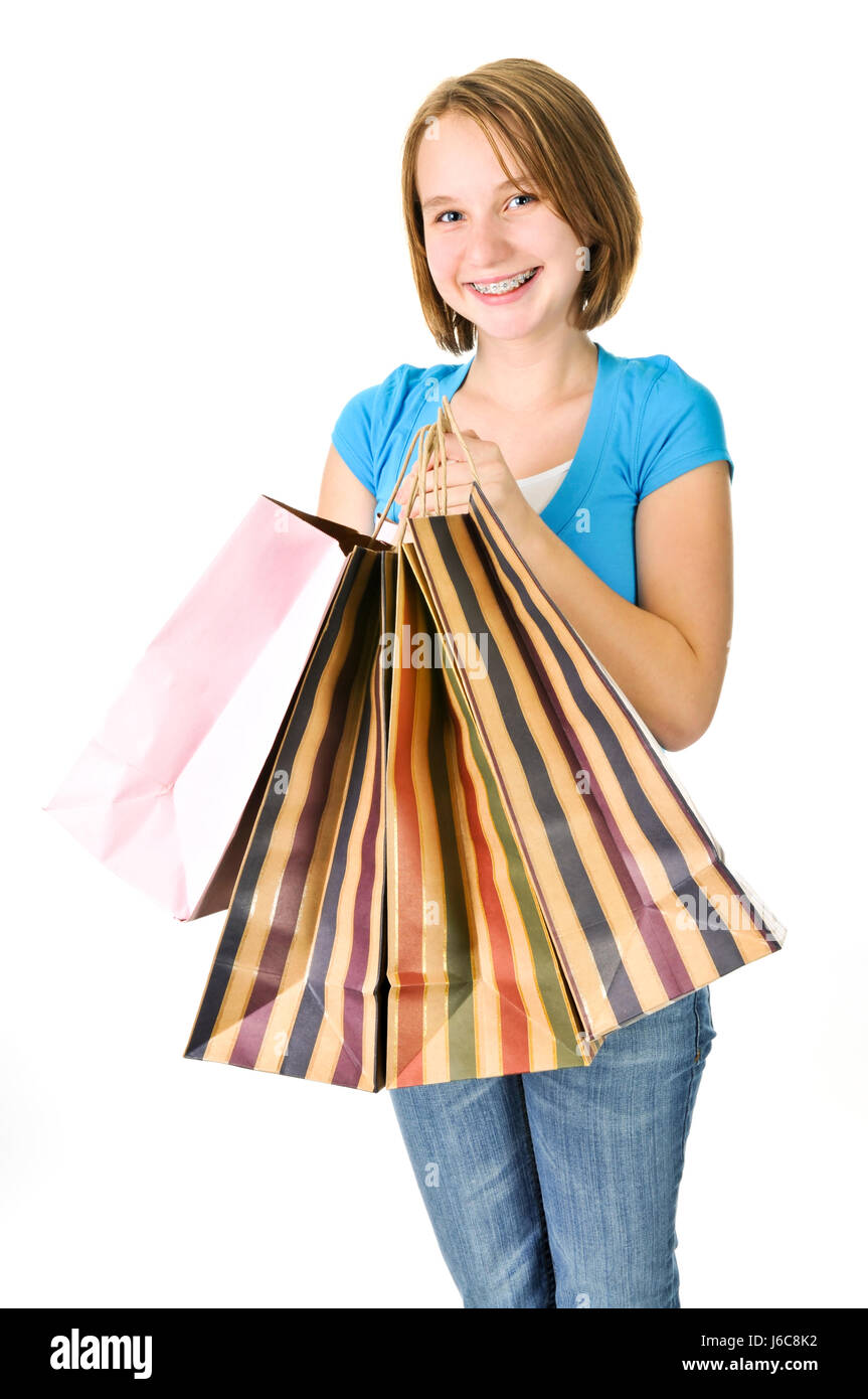 teen shopping bags teenager gifts delighted unambitious enthusiastic ...