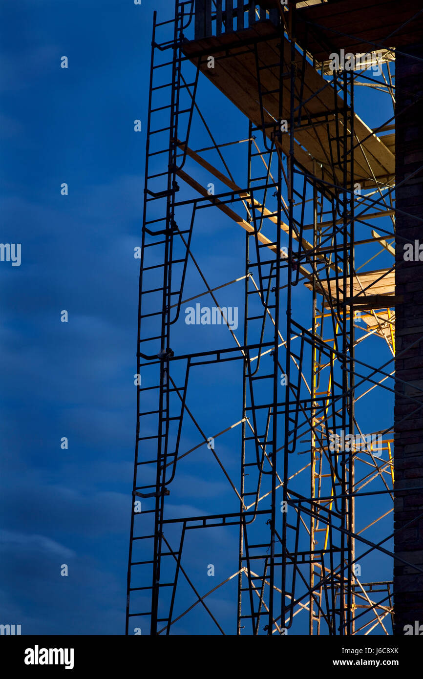 night nighttime scaffold scaffolding silhouette building construction ...
