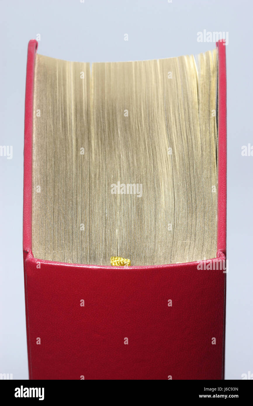 detail golden bound tied thick book red closed old macro close-up macro ...