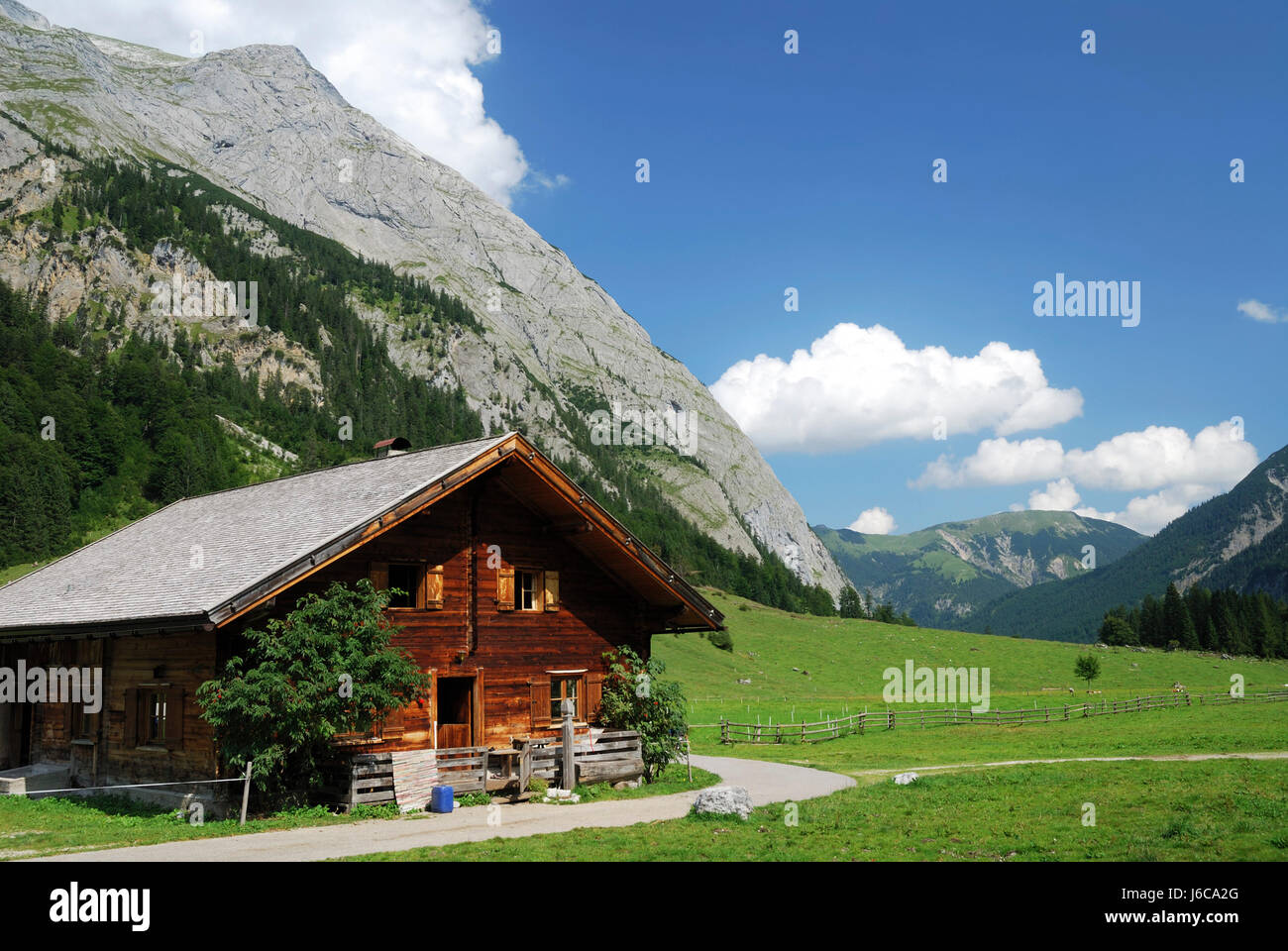 austria idyllic mountain hut blue mountains alps austria outdoor alpine ...