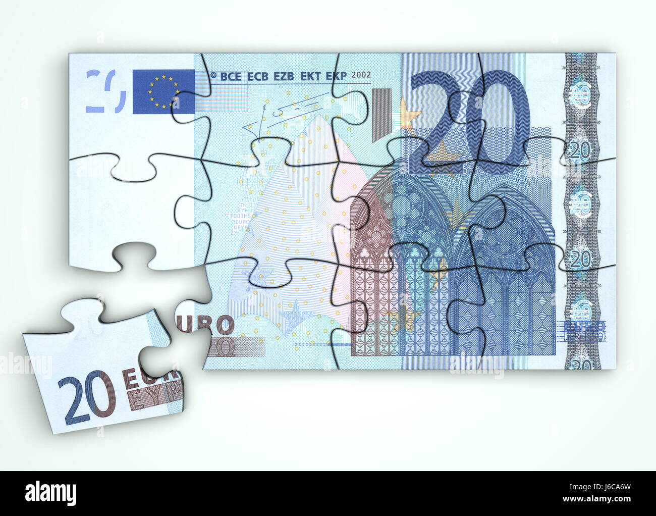 blue note memo euro twenty piece section segment part area money puzzle ...