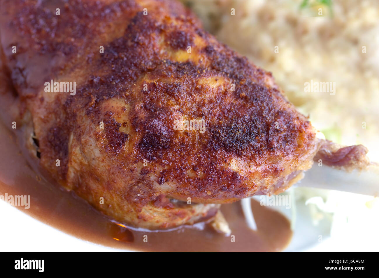 goose leg with sauce,dumplings-fried Stock Photo - Alamy