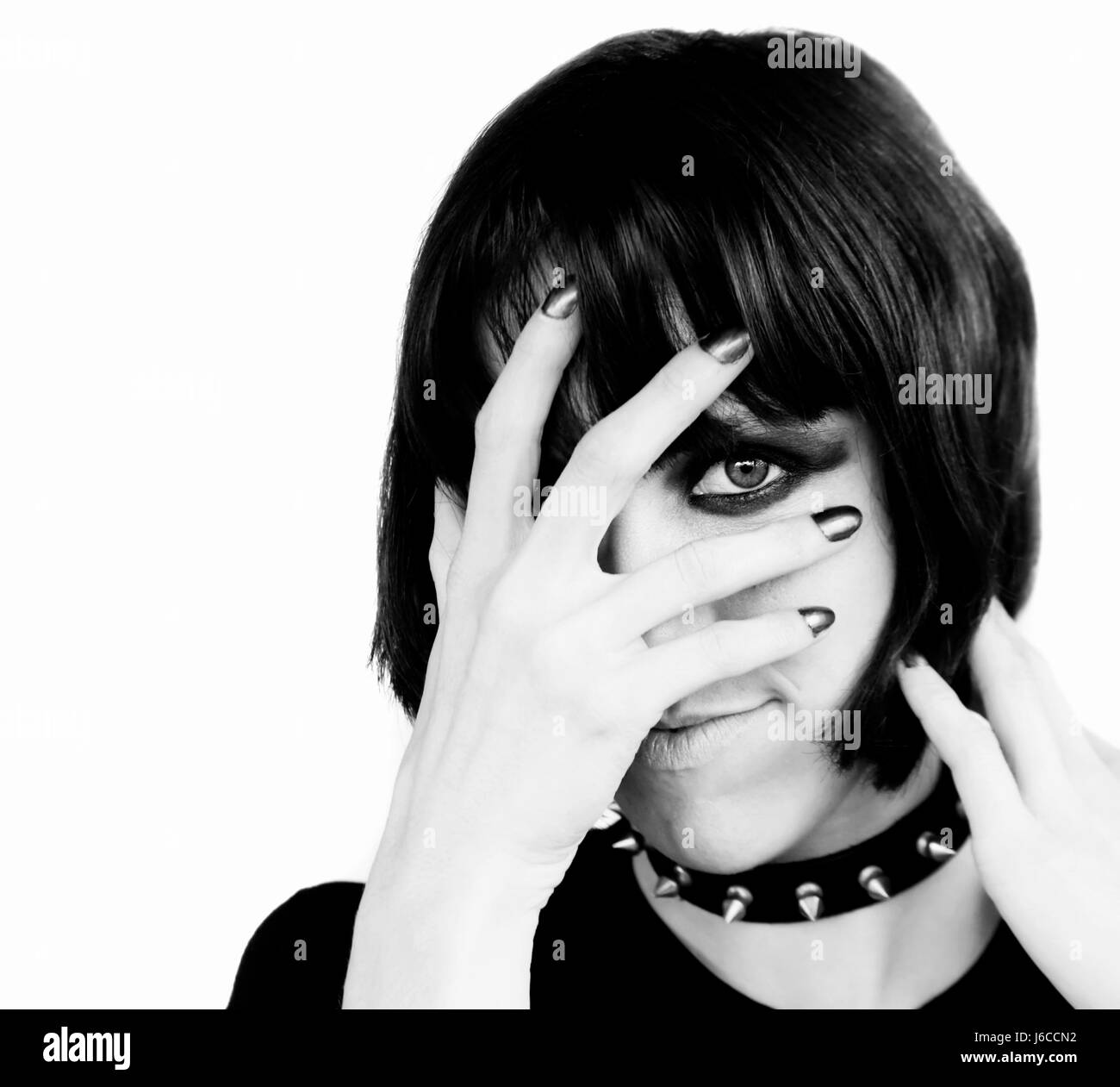 woman hand female mouth face contrast portrait black swarthy jetblack ...