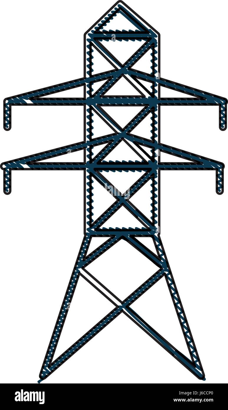 drawing electricity tower distribution energy light Stock Vector Image ...