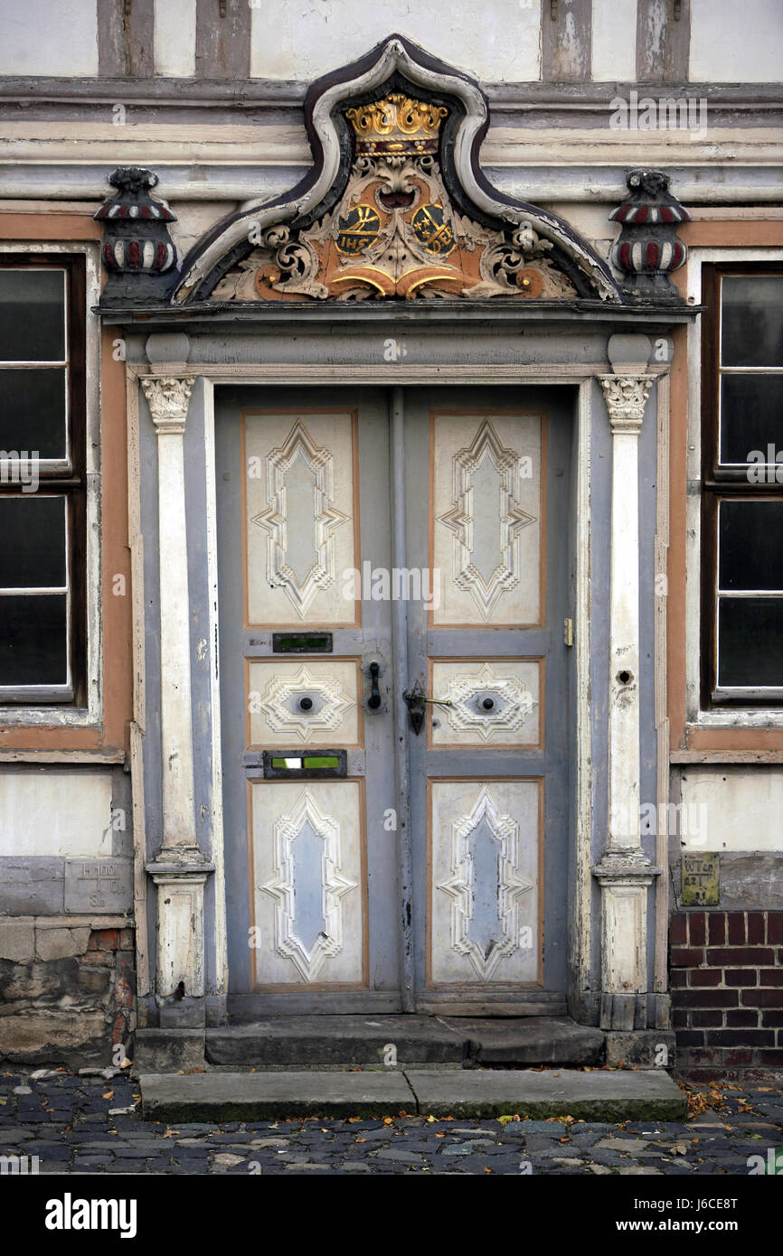 house building historical houses entrance door frame-work germany ...