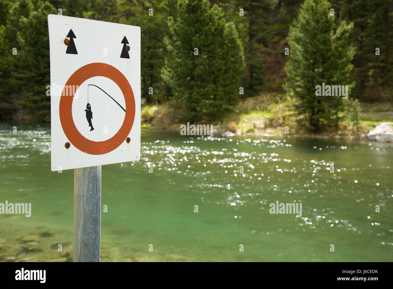 angler sign signal waters green grisons angle fish circle stanchion bar ...