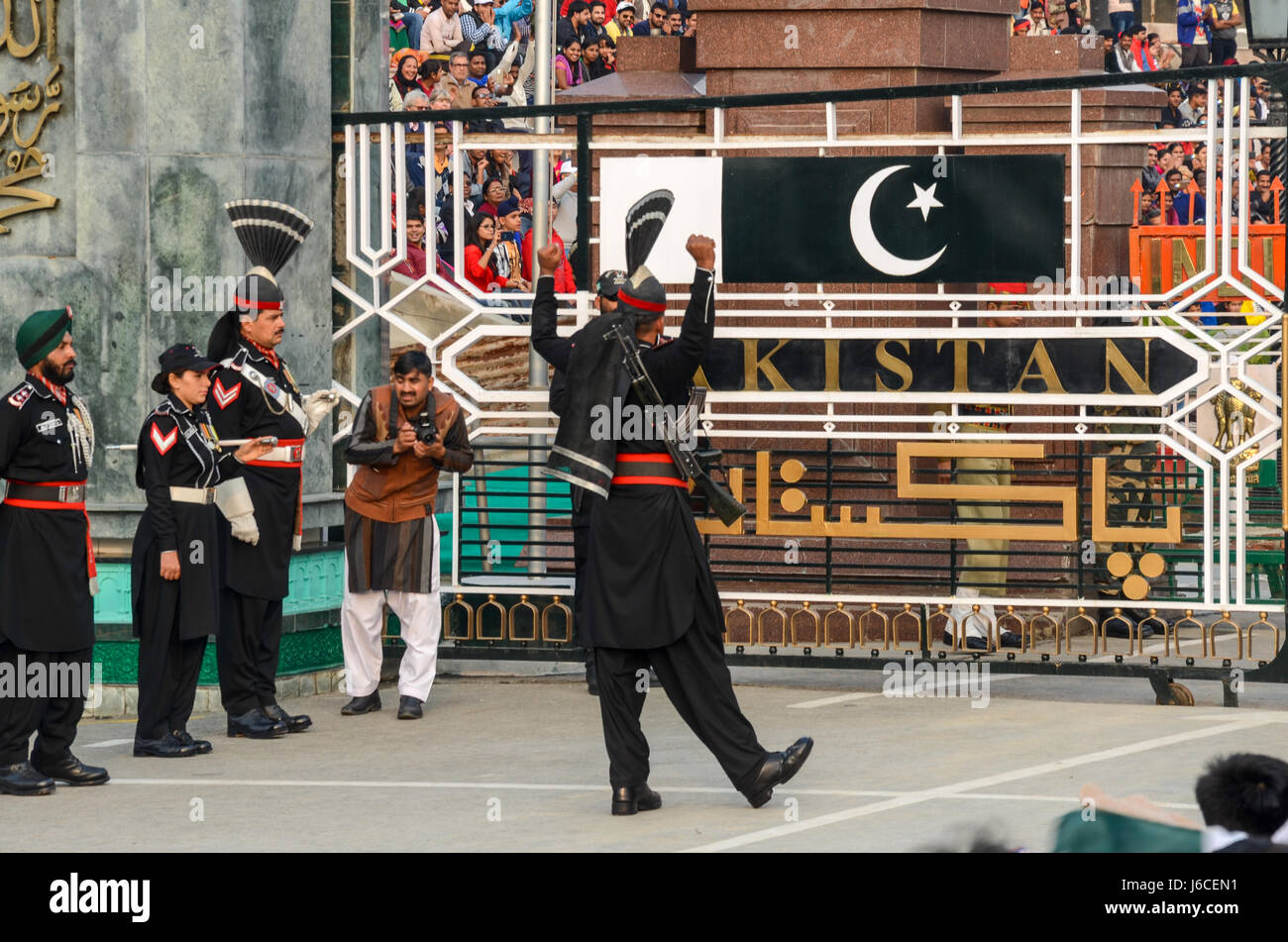 Wagah (Pakistan India) Border Ceremony, Lahore, Pakistan Stock Photo ...
