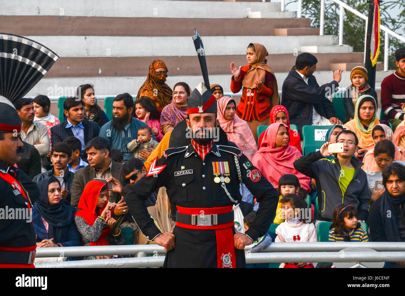 Wagah (Pakistan India) Border Ceremony, Lahore, Pakistan Stock Photo ...
