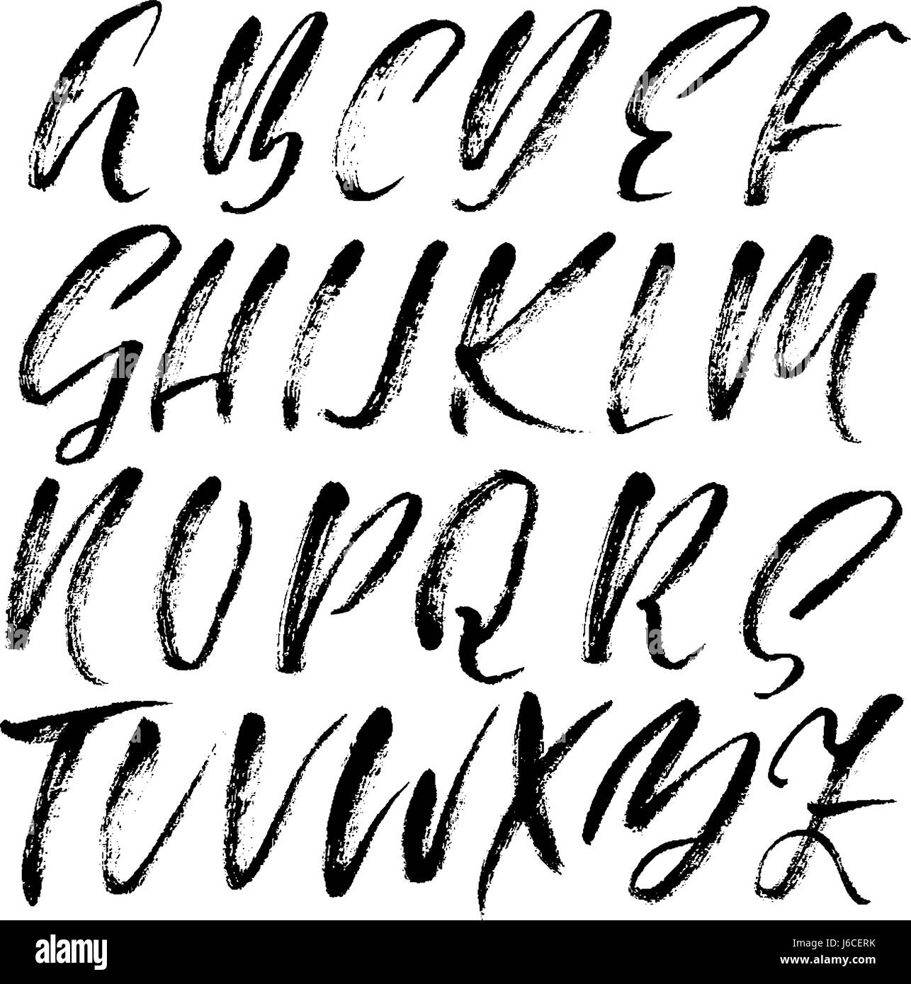 Hand drawn dry brush font. Modern brush lettering. Grunge style ...