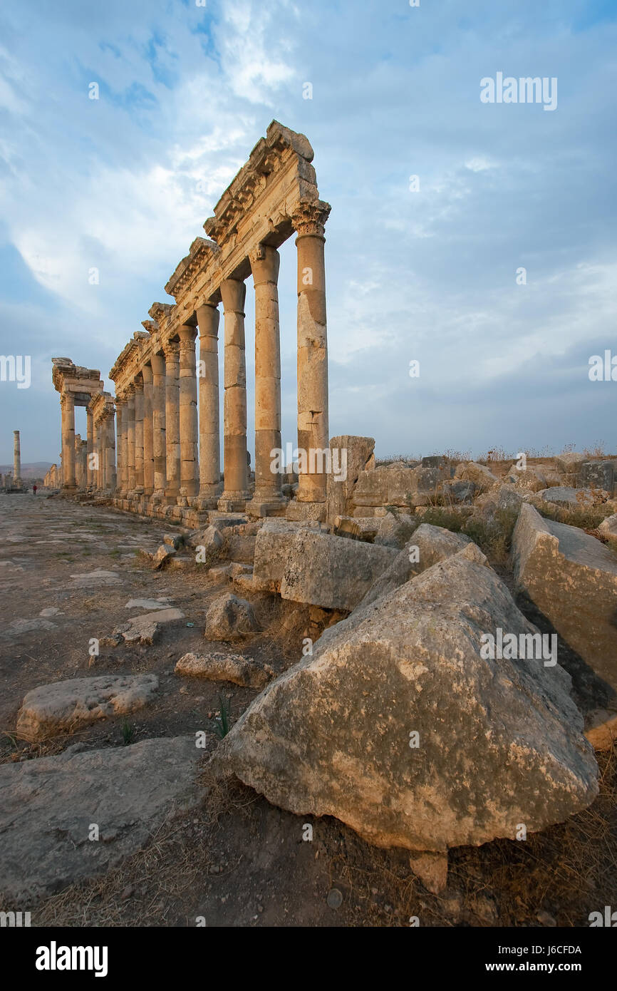 city town ground soil earth humus columns ruins syria urban humans ...