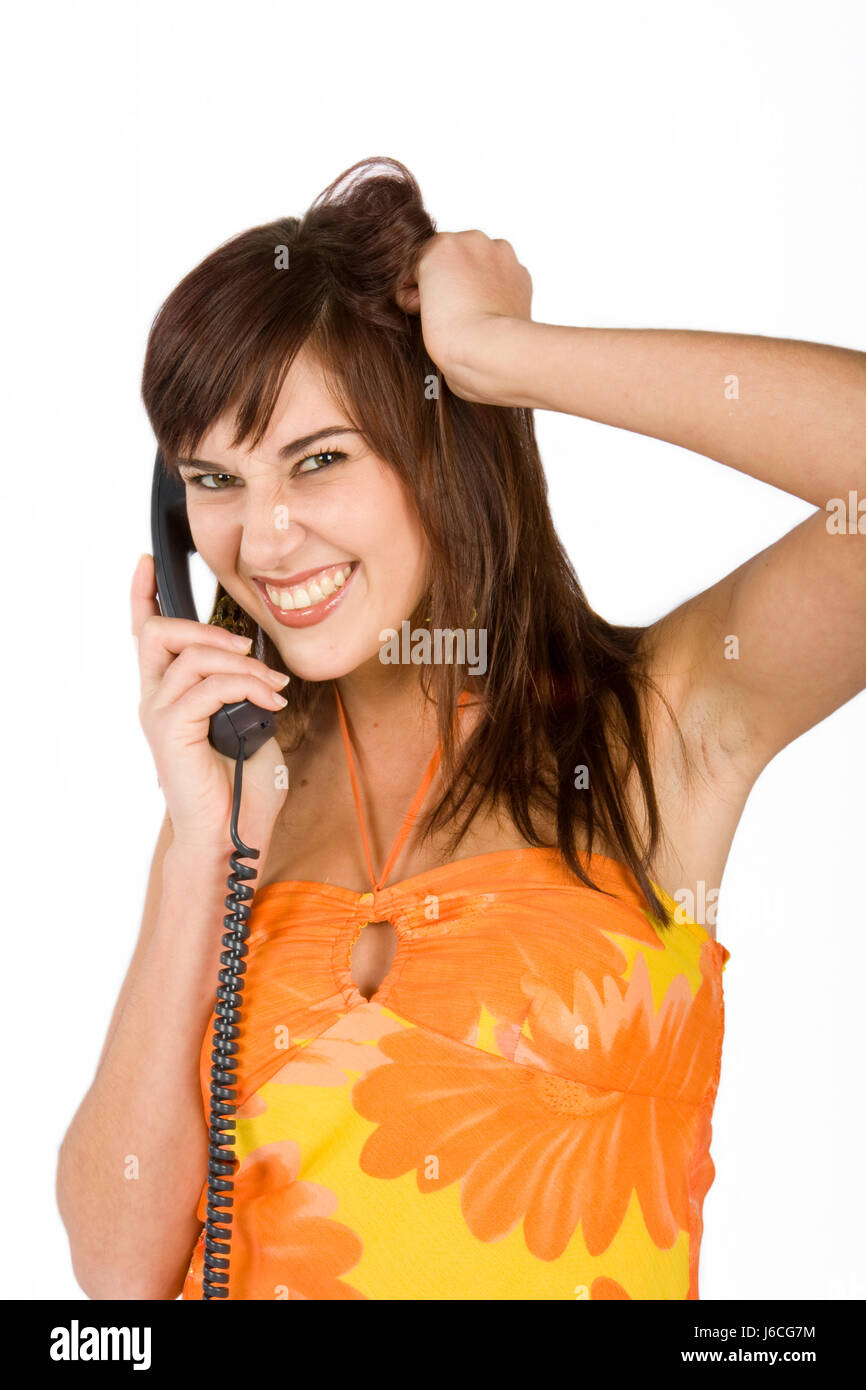 telephone phone woman women isolated lady coloured colourful gorgeous ...