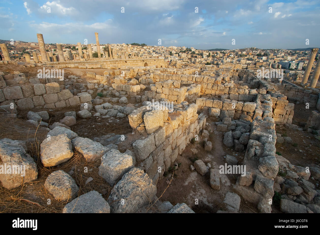 city town columns jordan ruins urban ancient colour style of ...