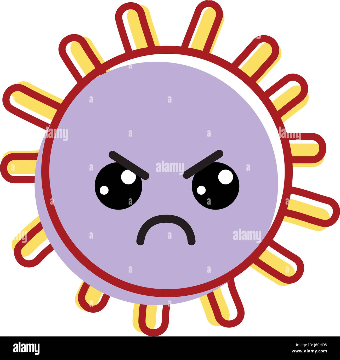 kawaii angry sun with cute eyes and cheeks Stock Vector Image & Art - Alamy