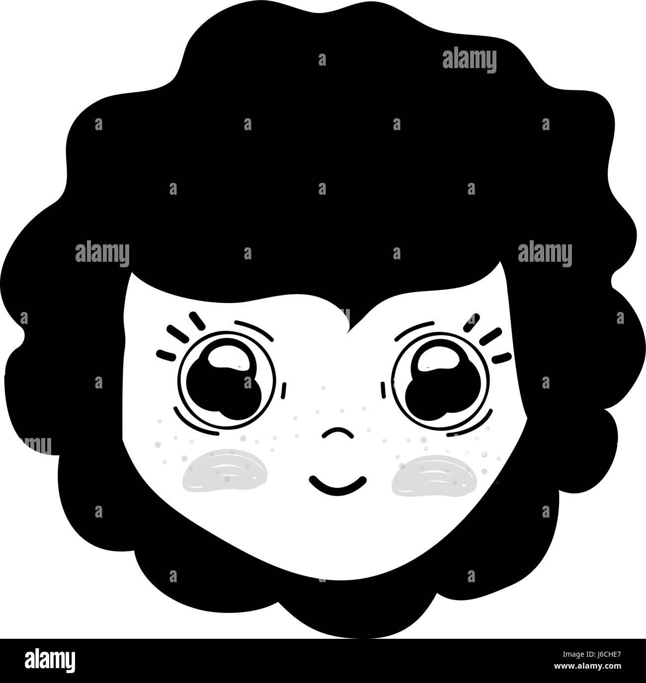 contour pretty girl face with hairstyle and expression Stock Vector ...