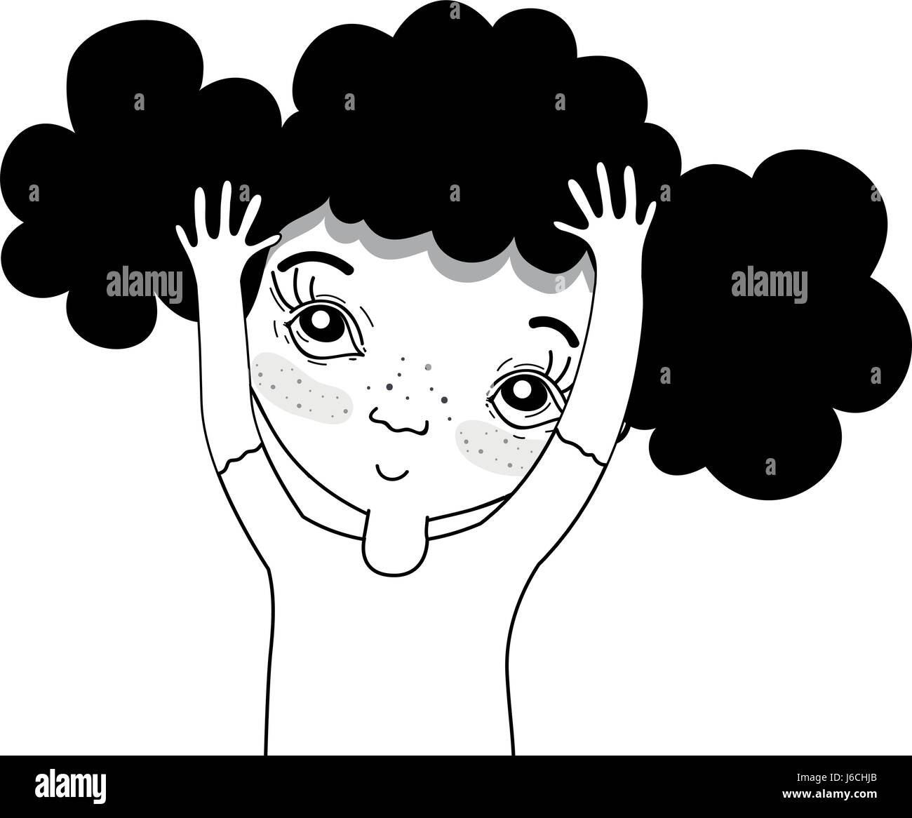 contour pretty girl with hairstyle and casual wear Stock Vector Image ...