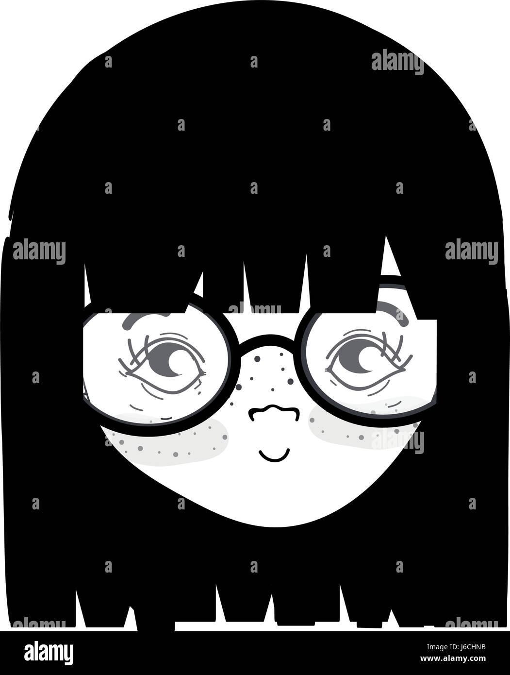 contour pretty girl face with haistyle and glasses Stock Vector Image ...