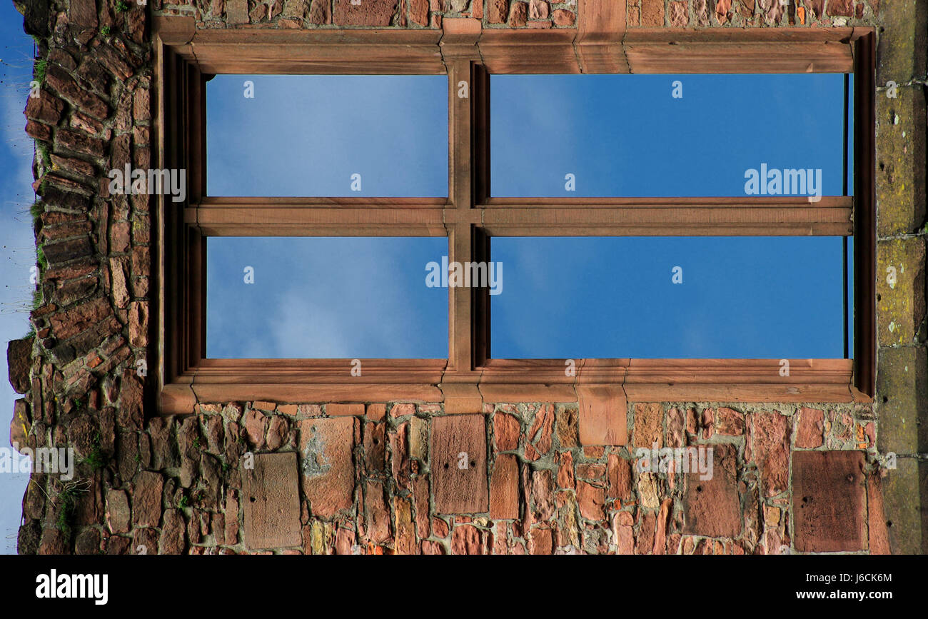 window porthole dormer window pane cloud ruins ruin idea perspective ...