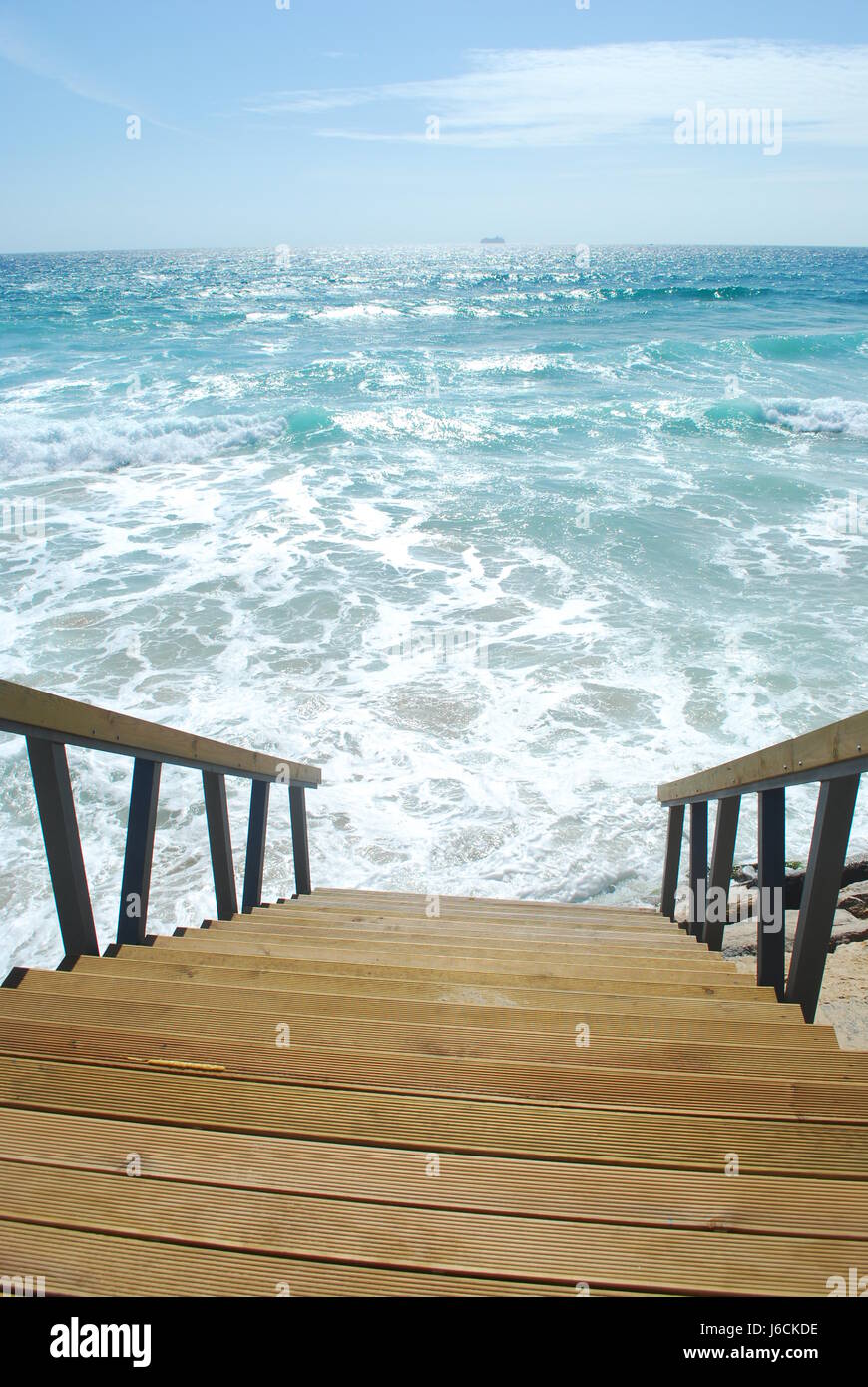 stairs beach seaside the beach seashore coast salt water sea ocean ...