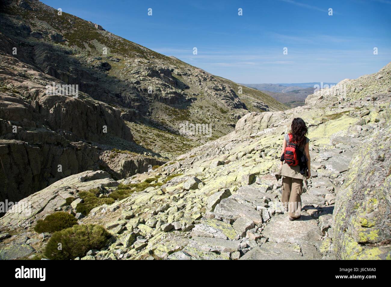 woman walk go going walking spain landscape scenery countryside nature ...