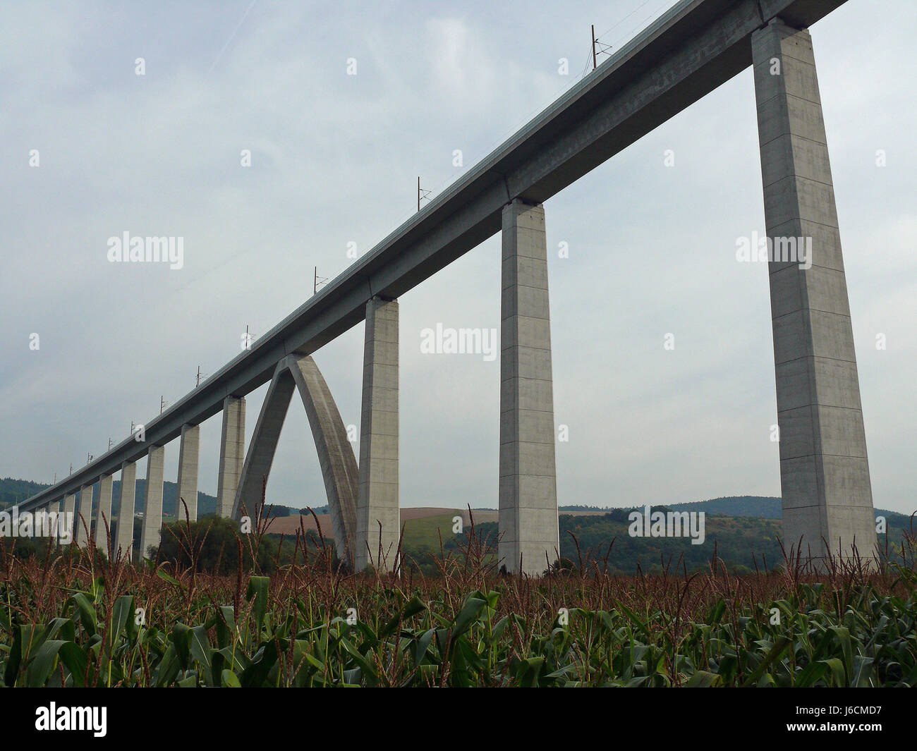 bridge concrete corn viaduct scenery countryside nature blue bucolic ...