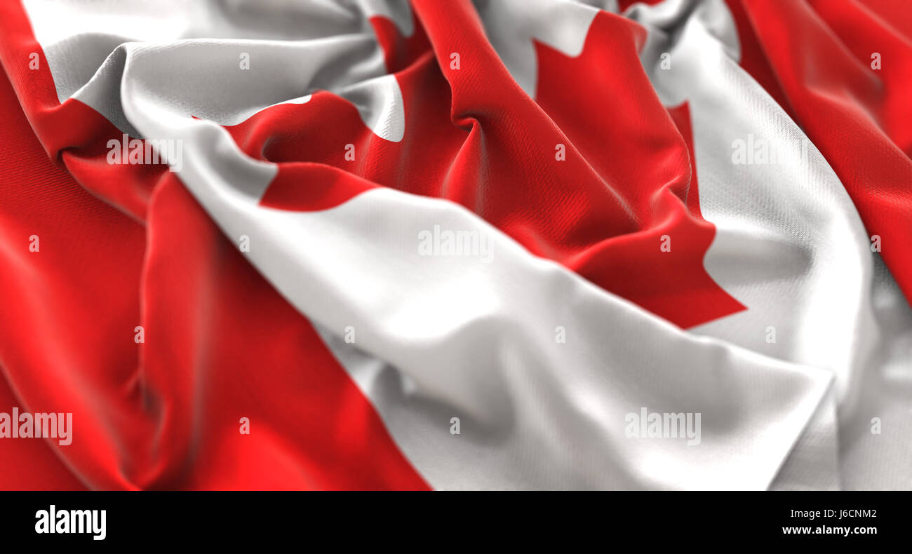 Canada Flag Ruffled Beautifully Waving Macro Close-Up Shot Stock Photo ...