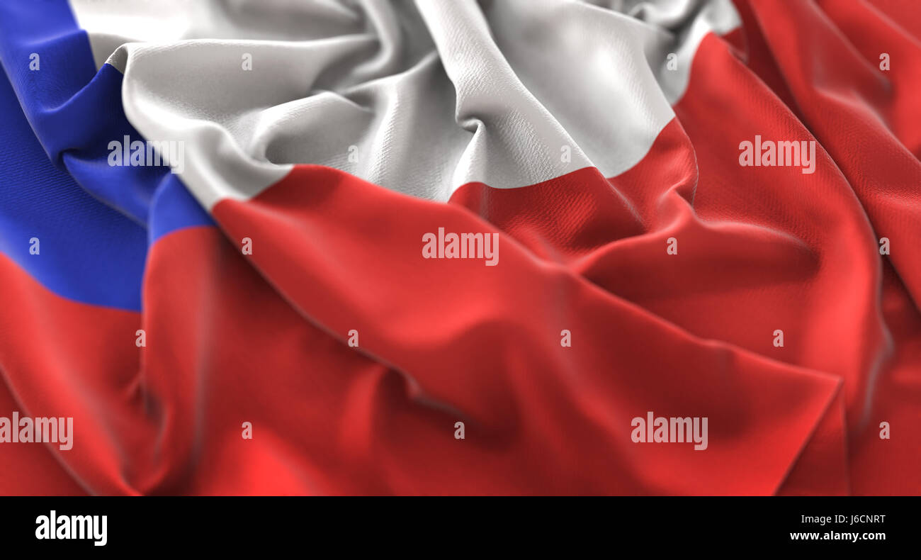 Chile Flag Ruffled Beautifully Waving Macro Close-Up Shot Stock Photo ...