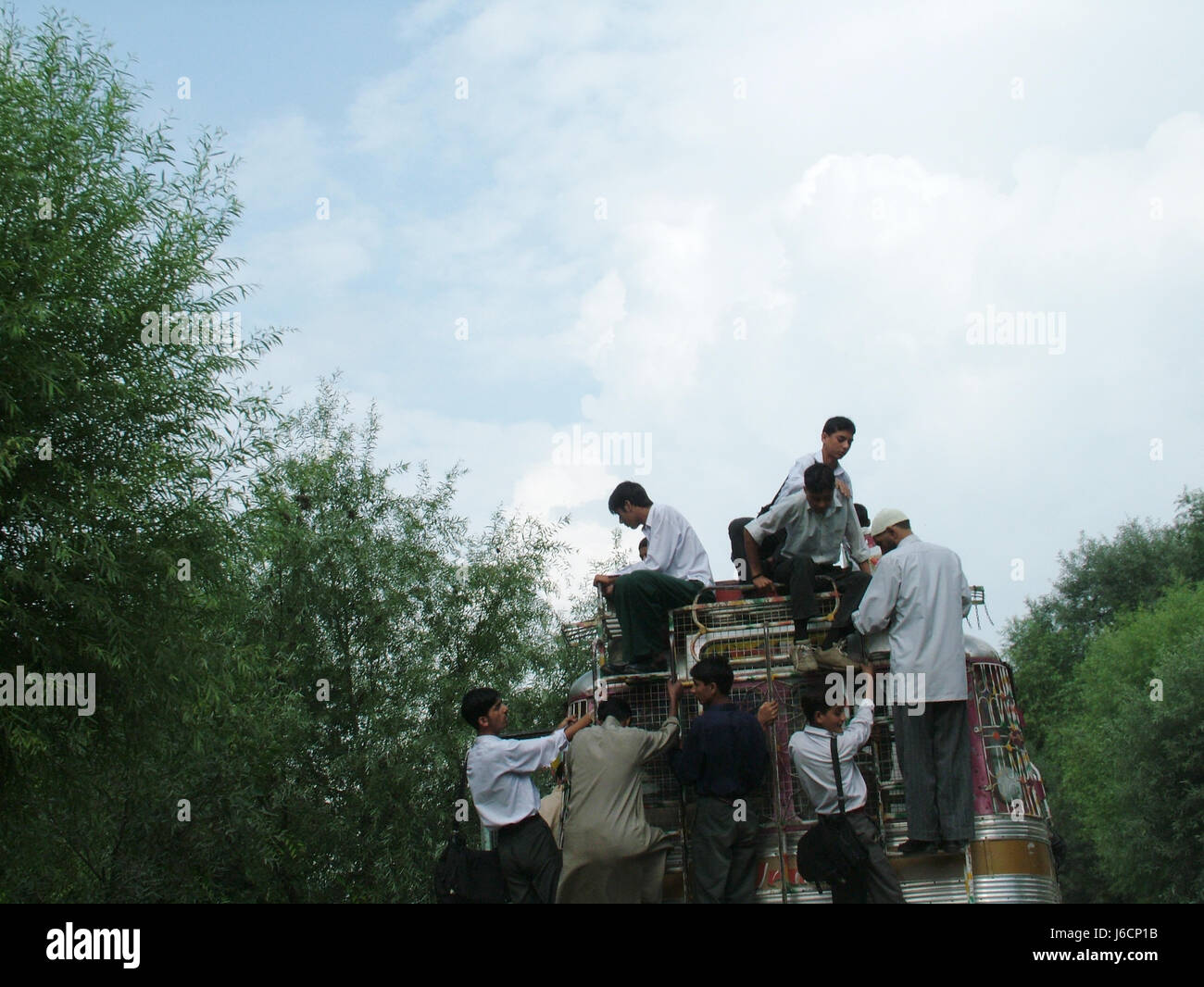Overload Local Transport, Bus, On road, Green, Kashmir Valley, Srinagar ...