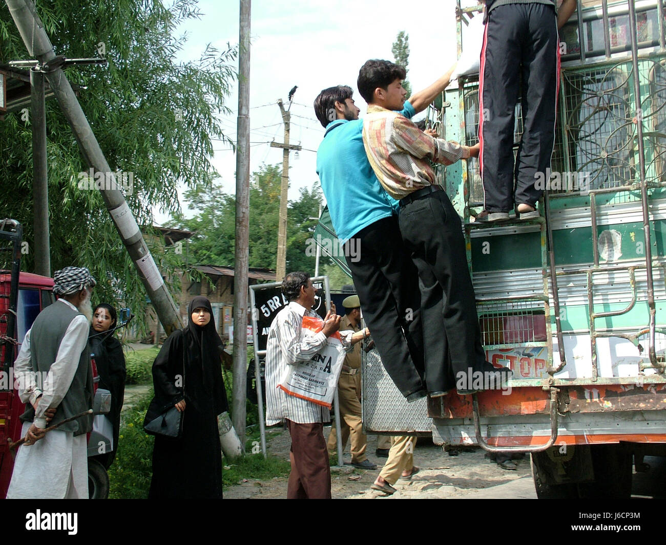 Overload Public Transport Bus, On road, Green, Kashmir Valley, Srinagar ...