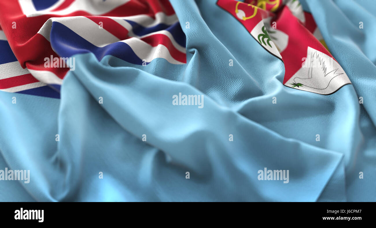 Fiji Flag Ruffled Beautifully Waving Macro Close-Up Shot Stock Photo ...