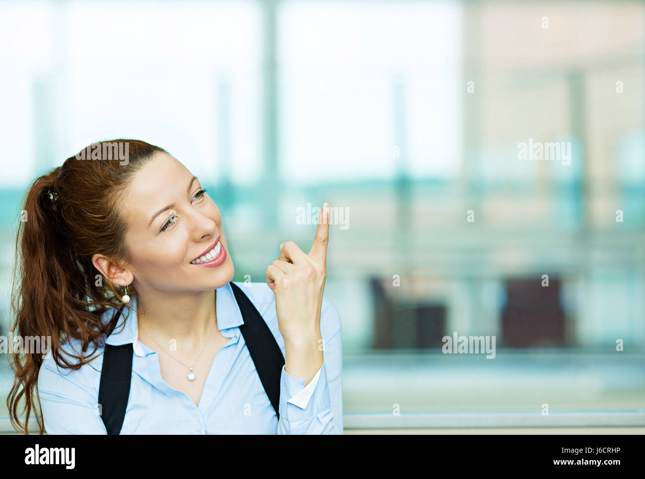 Closeup portrait charming smiling joyful happy business woman looking ...