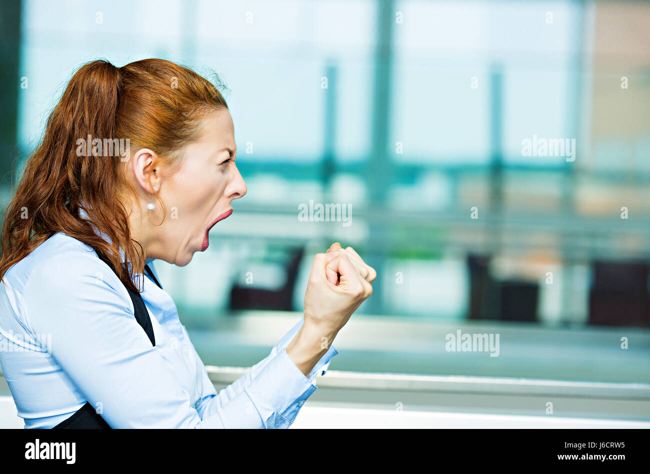 Closeup portrait mad angry, upset, hostile young businesswoman, worker ...