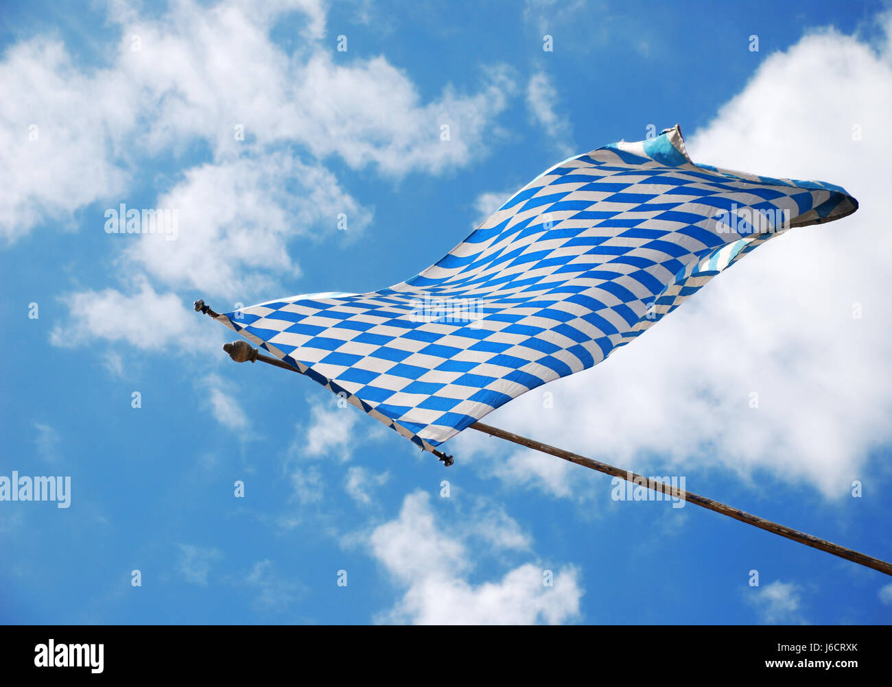 blue bavaria flag flagpole firmament sky blue bavaria flag traditional ...