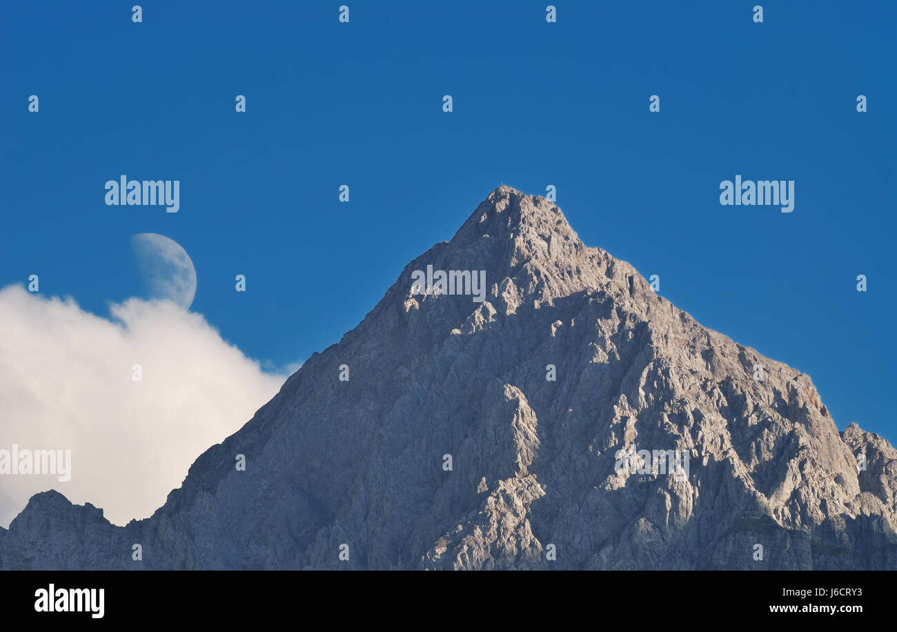 alps moon evening bavaria germany german federal republic twilight ...