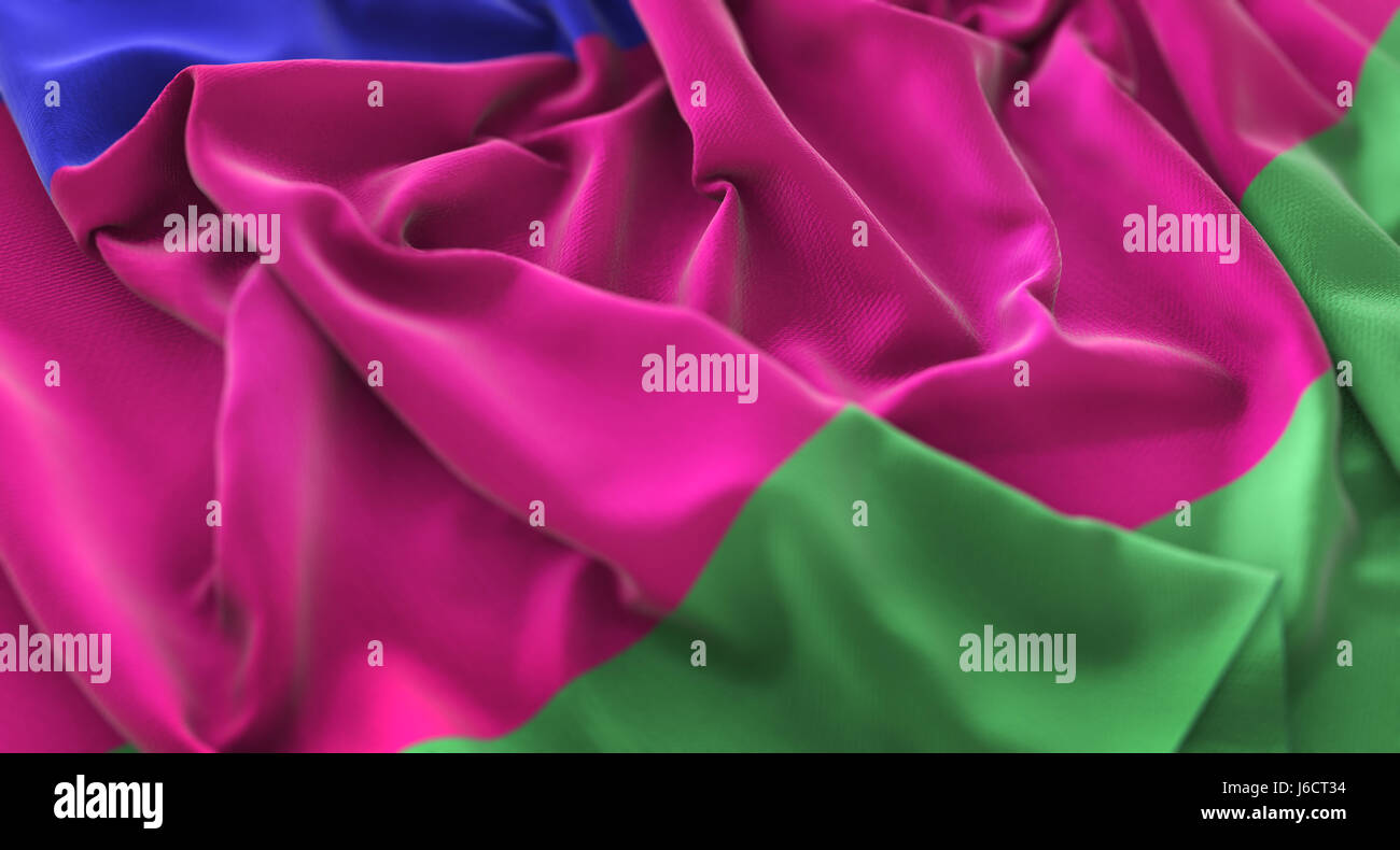 Kuban People's Republic Flag Ruffled Beautifully Waving Macro Close-Up ...