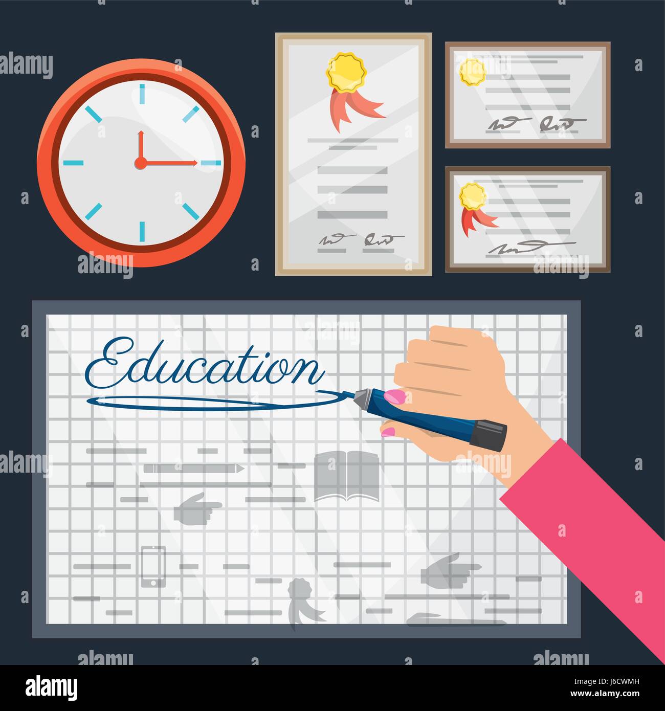 class board with clock and diplomas Stock Vector Image & Art - Alamy